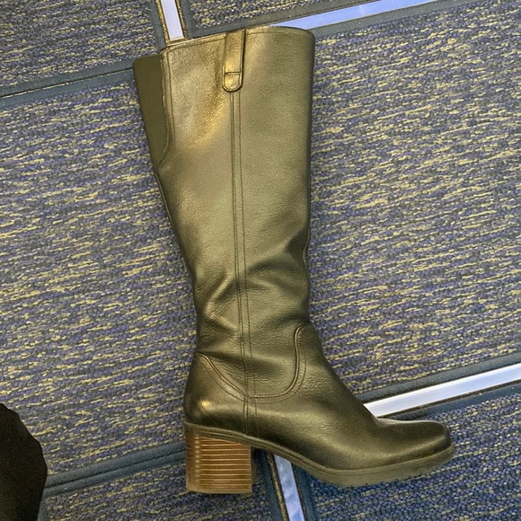 Clarks | Shoes | Clarks Tall Leather Black Boots | Poshmark